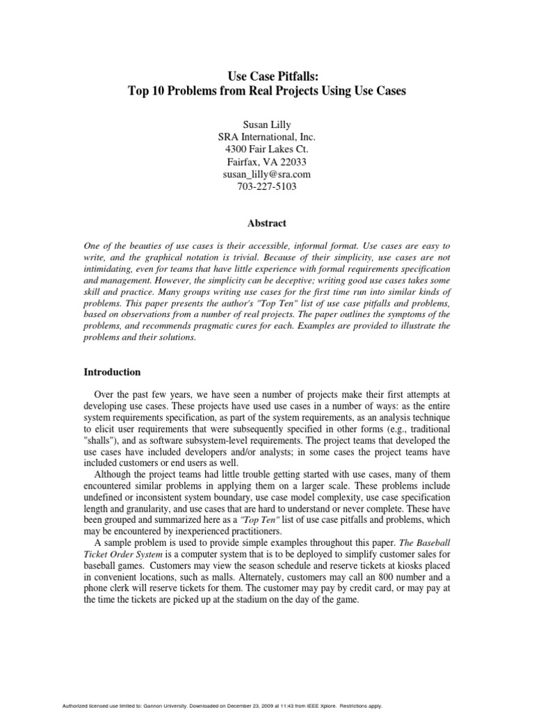 Use Case Pitfalls | PDF | Use Case | System