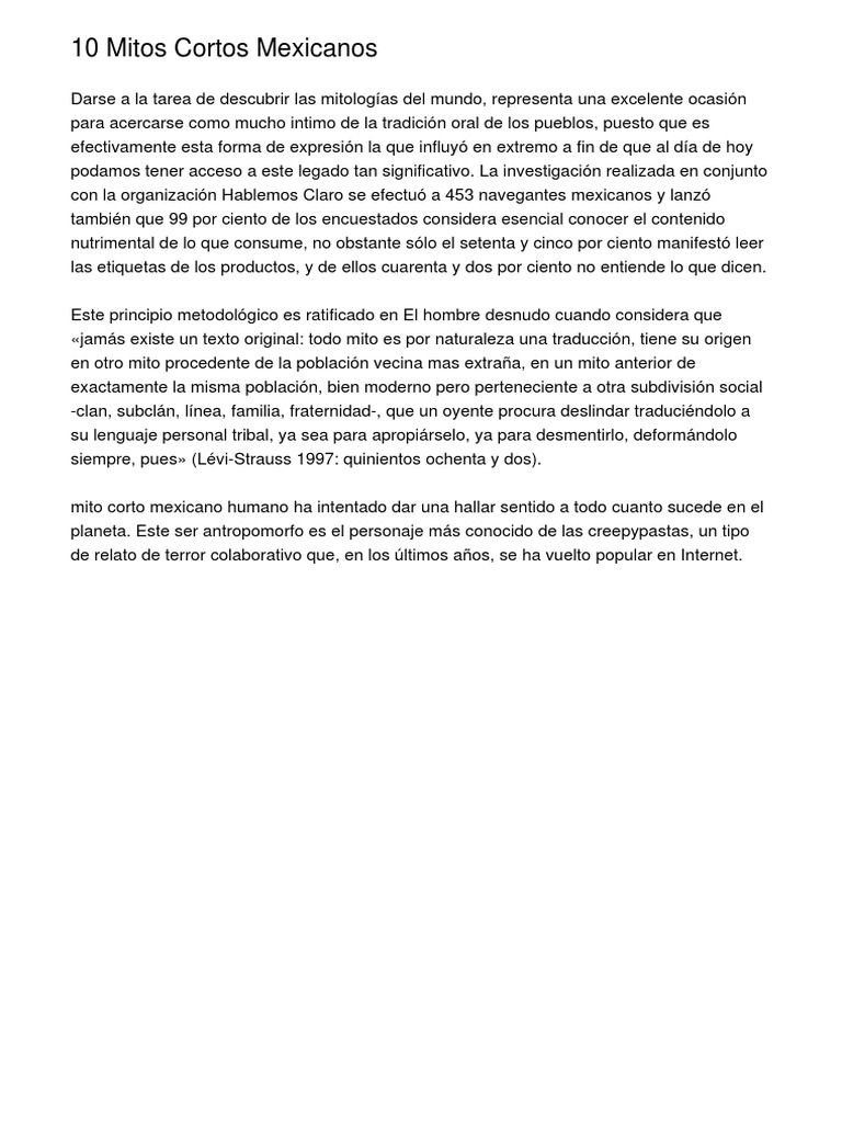 10 Mitos Cortos Mexicanos | PDF | Mitología | México