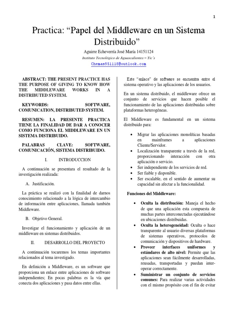 Reporte Middleware | PDF | Middleware | Arquitectura de Computadores