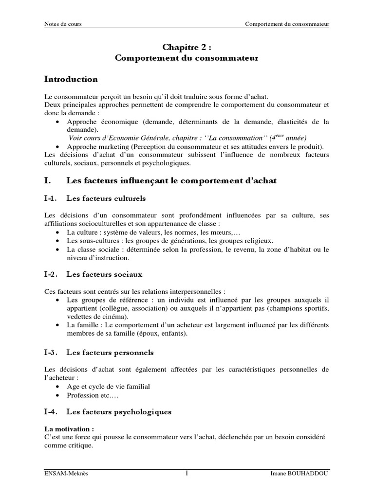 Marketing ch2 | PDF | Consommateurs | la perception