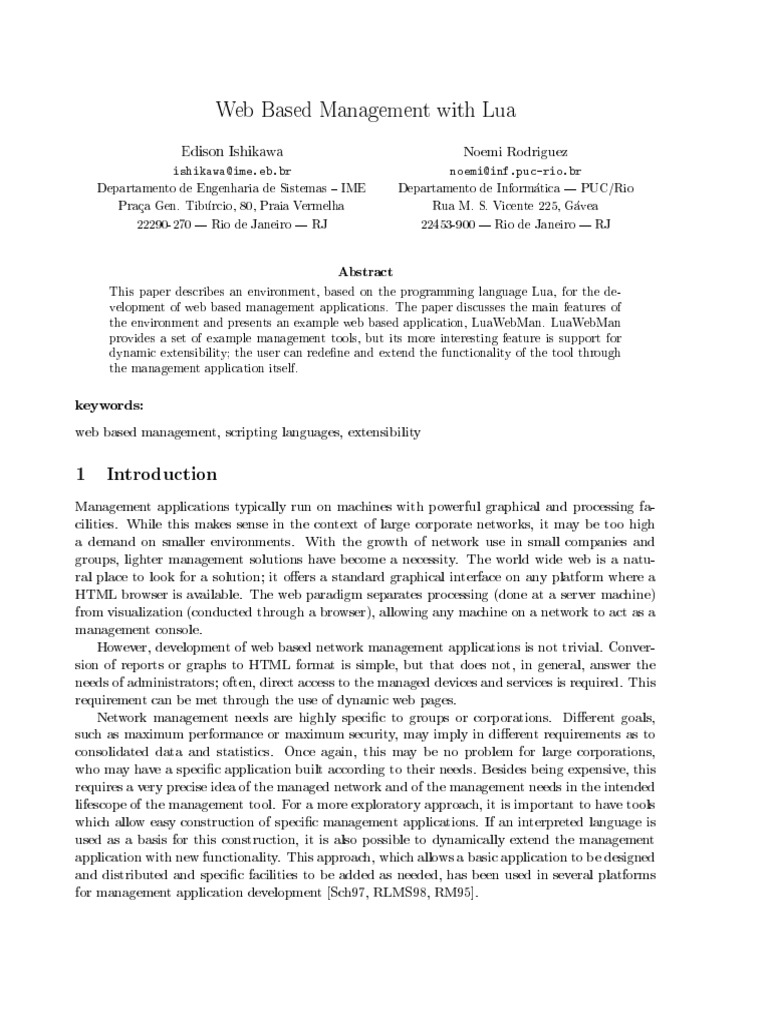 Web Based Management With Lua | PDF | Hypertext Transfer Protocol | Web Application