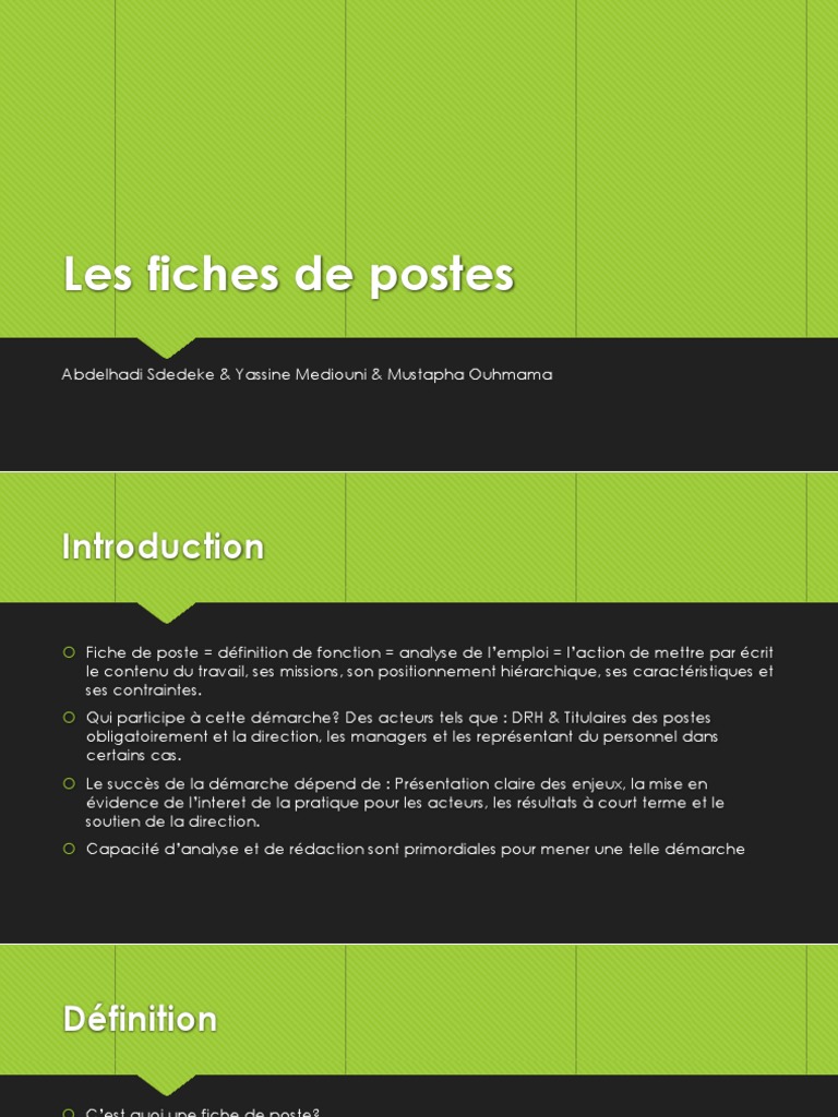 Fiche de Poste | PDF