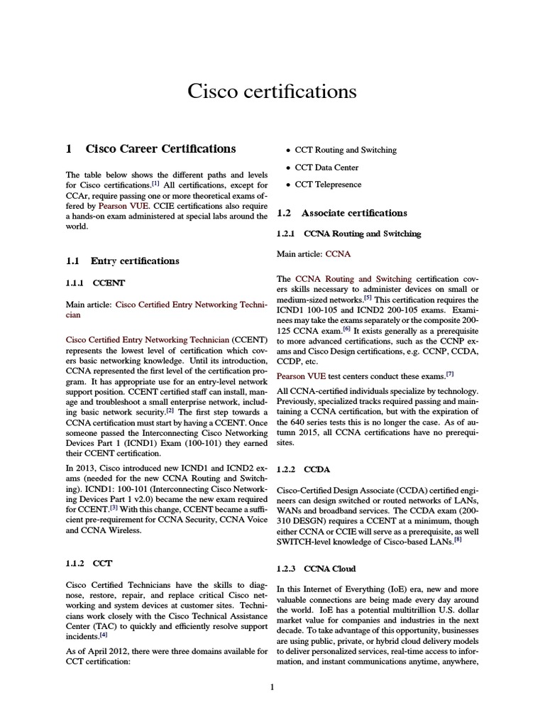 Cisco Certification Paths Overview | PDF | Cisco Certifications ...