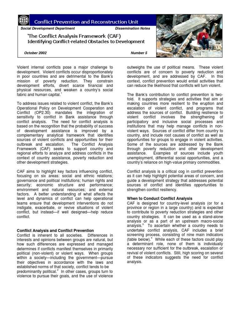 The Conflict Analysis Framework CAF | PDF | Violence | Poverty Reduction