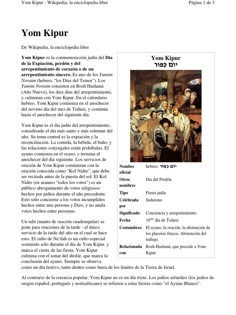 Fiesta de Yom Kipur | PDF | Yom Kippur | Judios y judaísmo