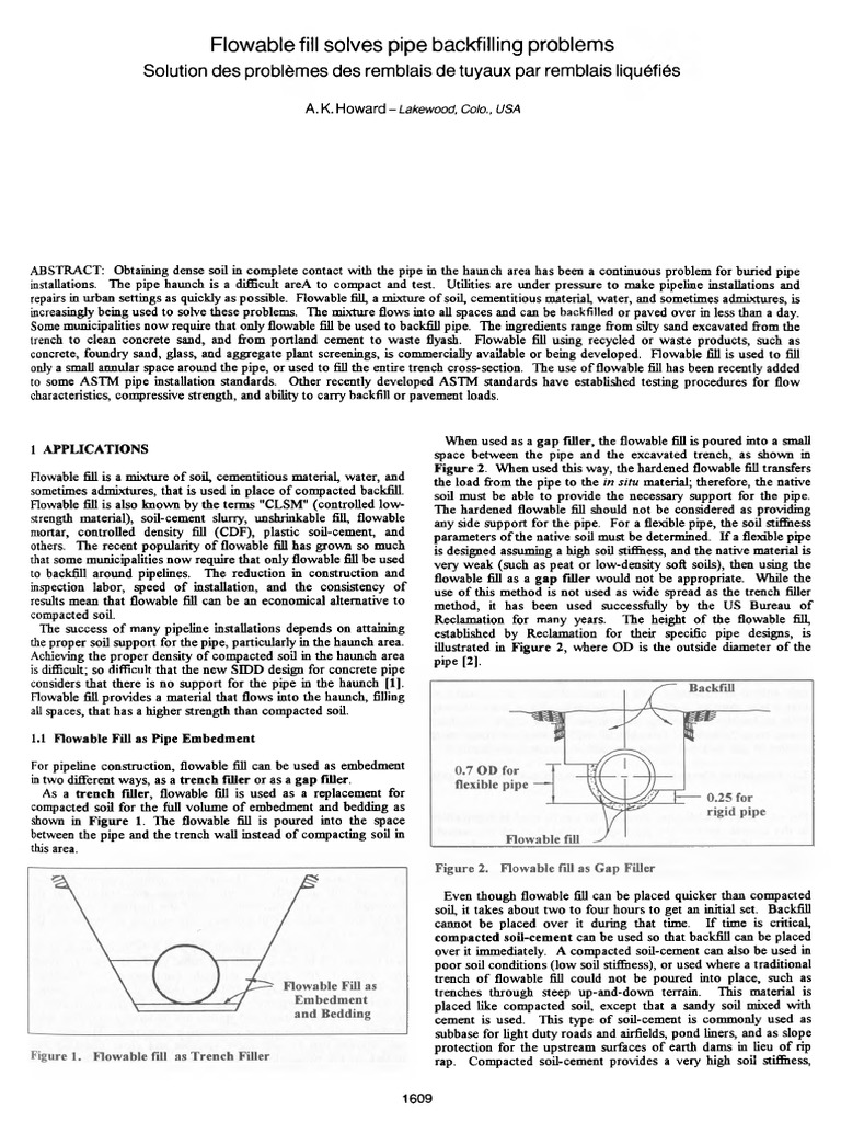 Flowable Fill Solves Backfilling Problempdf Fly Ash Concrete Free 30 Day Trial Scribd 