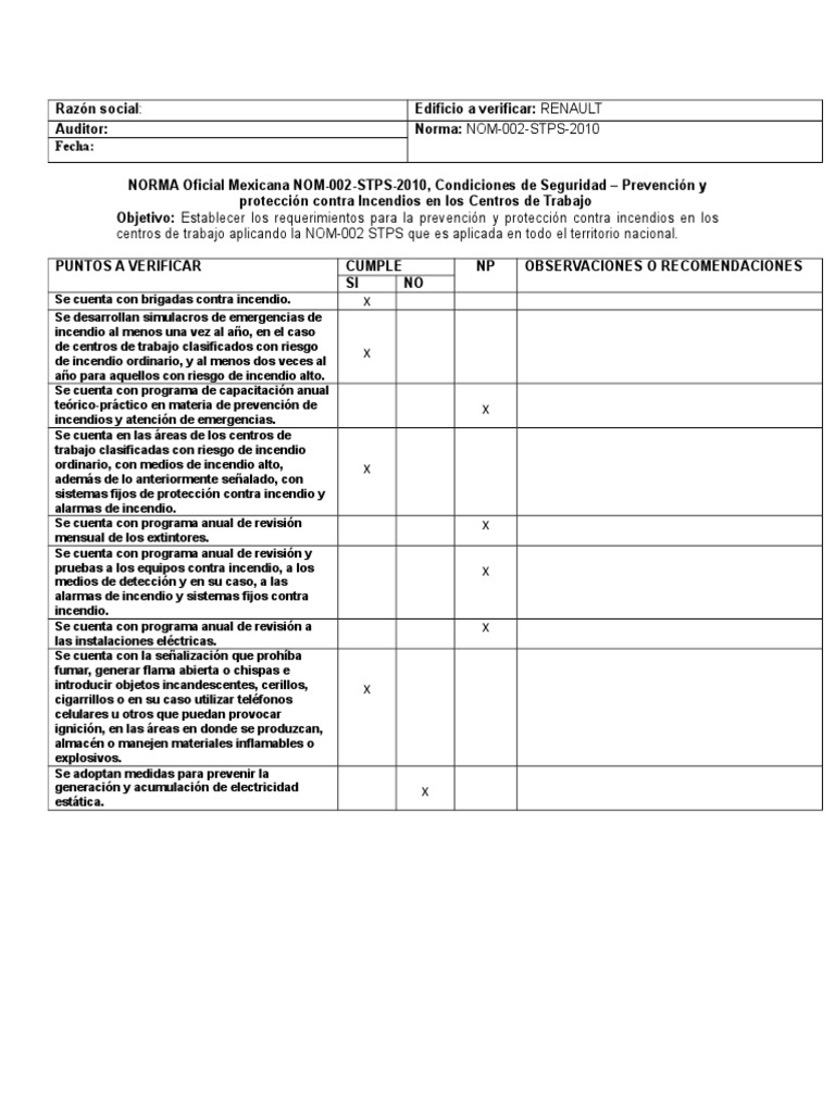 Checklist Nom-002 Stps | PDF | Naturaleza