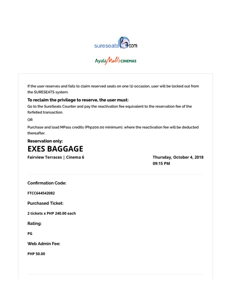 Exes Baggage: To Reclaim The Privilege To Reserve, The User Must | PDF ...