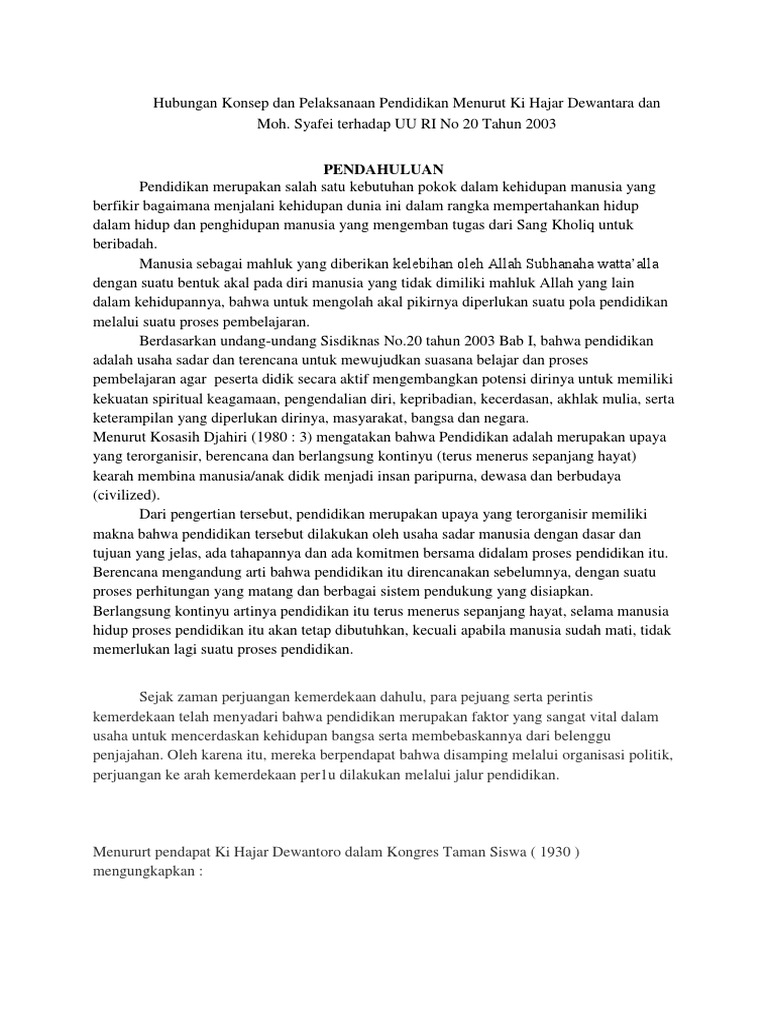 Hubungan Konsep Dan Pelaksanaan Pendidikan Menurut Ki Hajar Dewantara ...