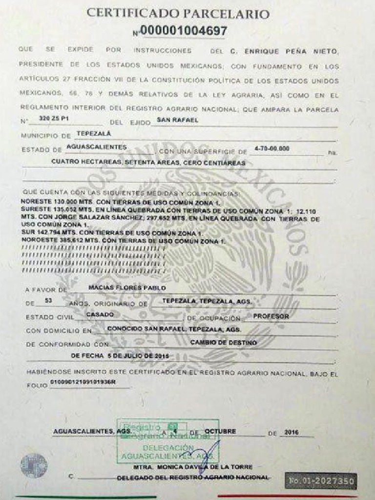 Certificado Parcelario | PDF