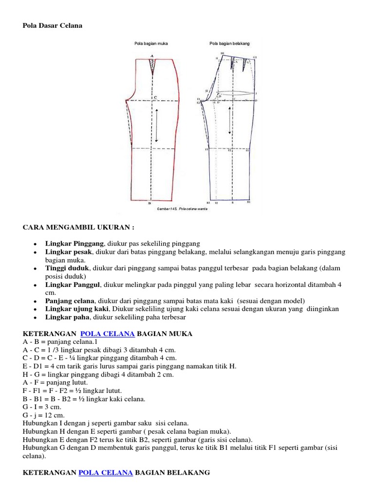 Pola Dasar Celana | PDF
