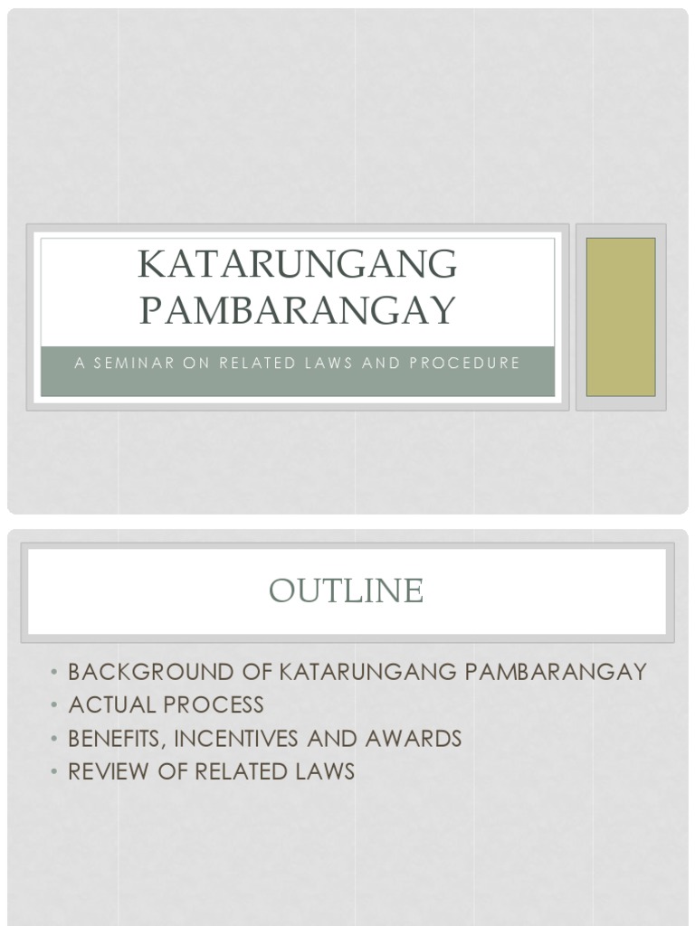 Katarungang Pambarangay: A Seminar On Related Laws and Procedure | PDF ...