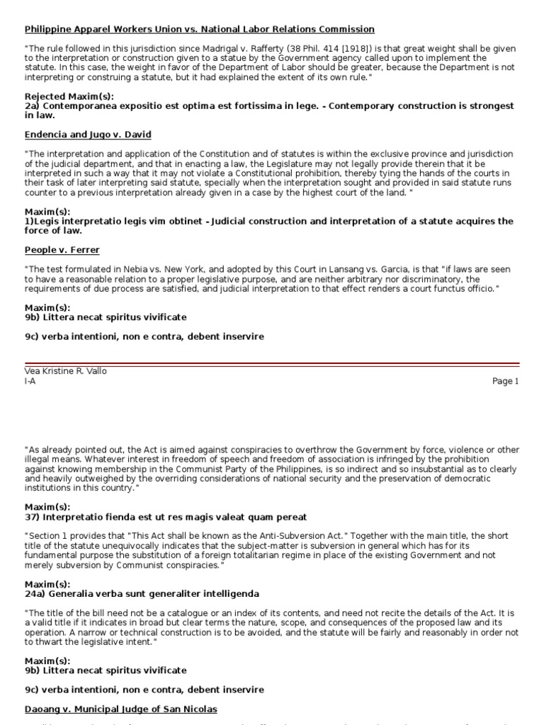 Statcon Finals Reviewer | PDF | Statutory Interpretation | Precedent