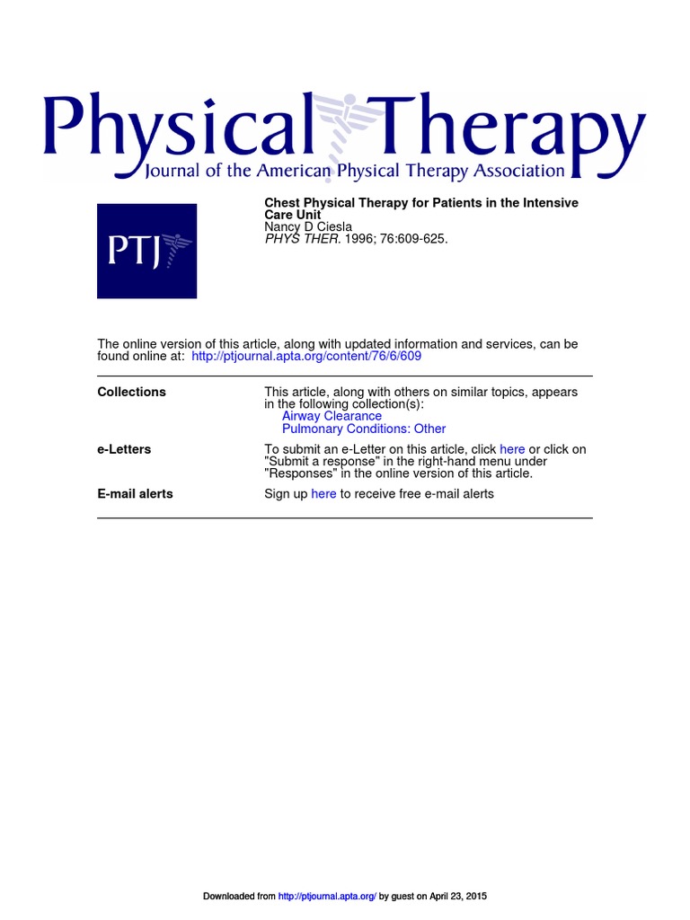 Care Unit Chest Physical Therapy For Patients in The Intensive | PDF ...