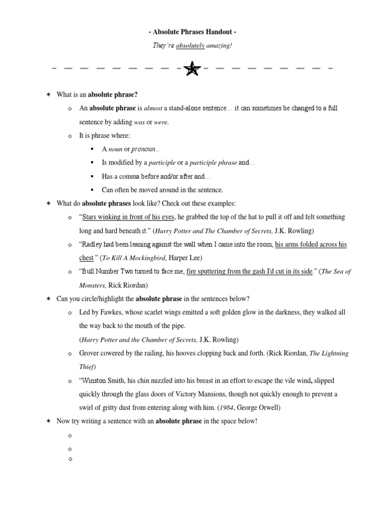Absolute Phrases Handout | PDF