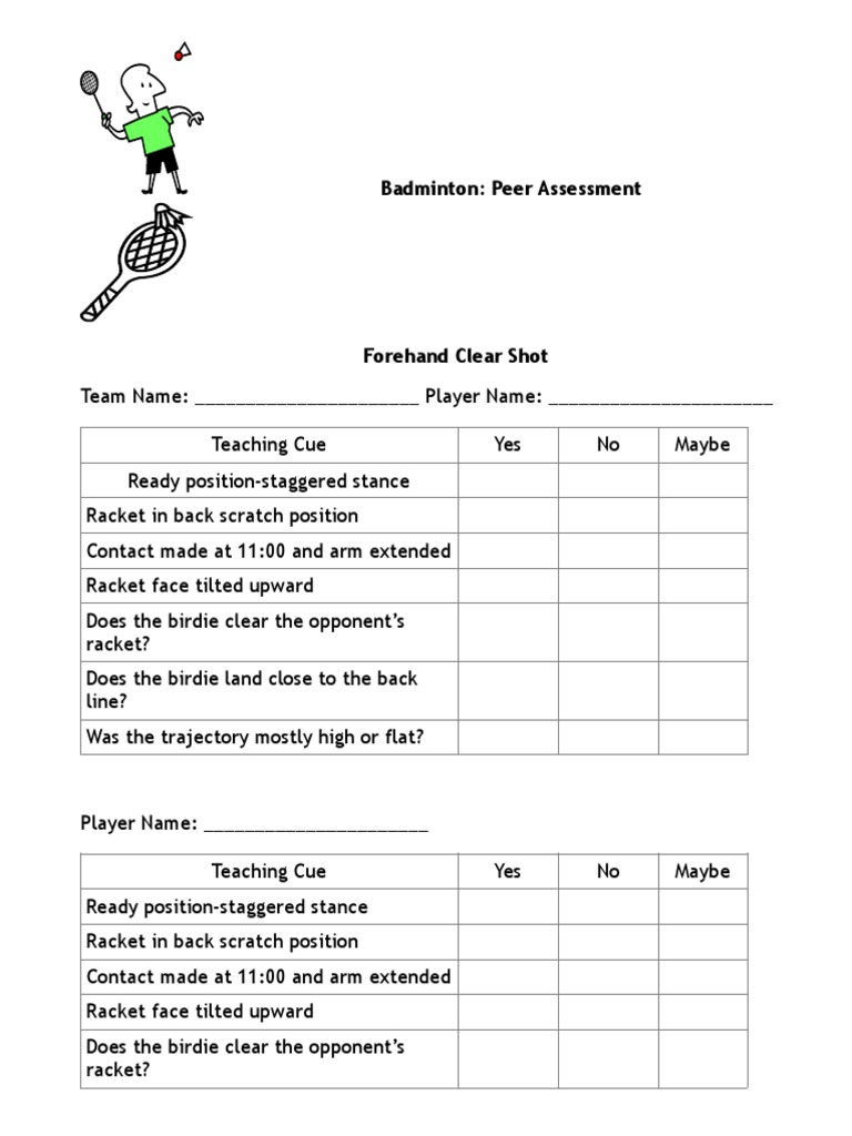 Badminton Assessment FH Clear | PDF