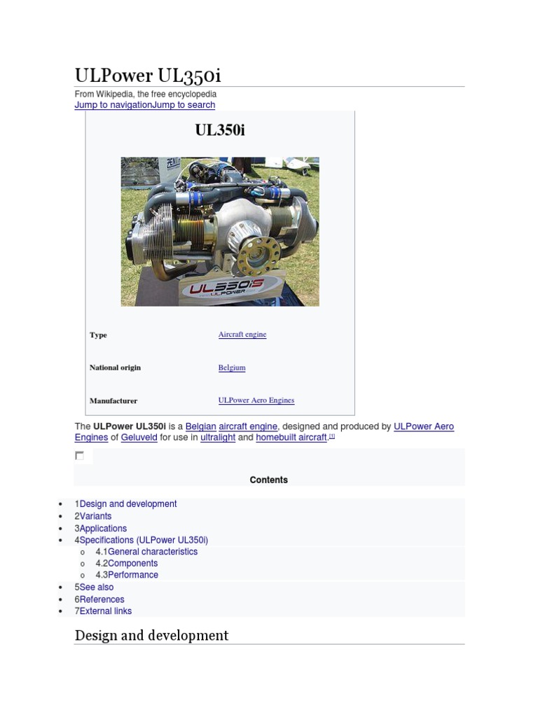 Belgian Aircraft Engine ULPower UL350i | PDF