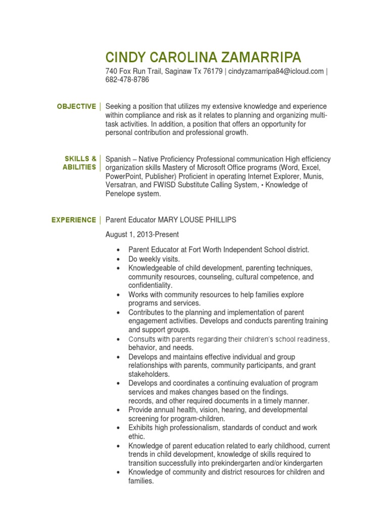 Cindy Zamarripa Resume 2 2018 | PDF | Child Development | Relationships