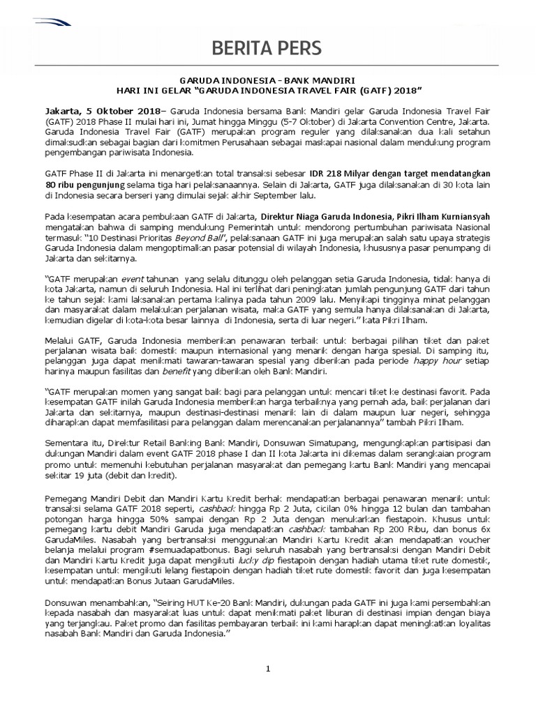 Final Press Release Opening Ceremony GATF 2018 Phase 2 | PDF