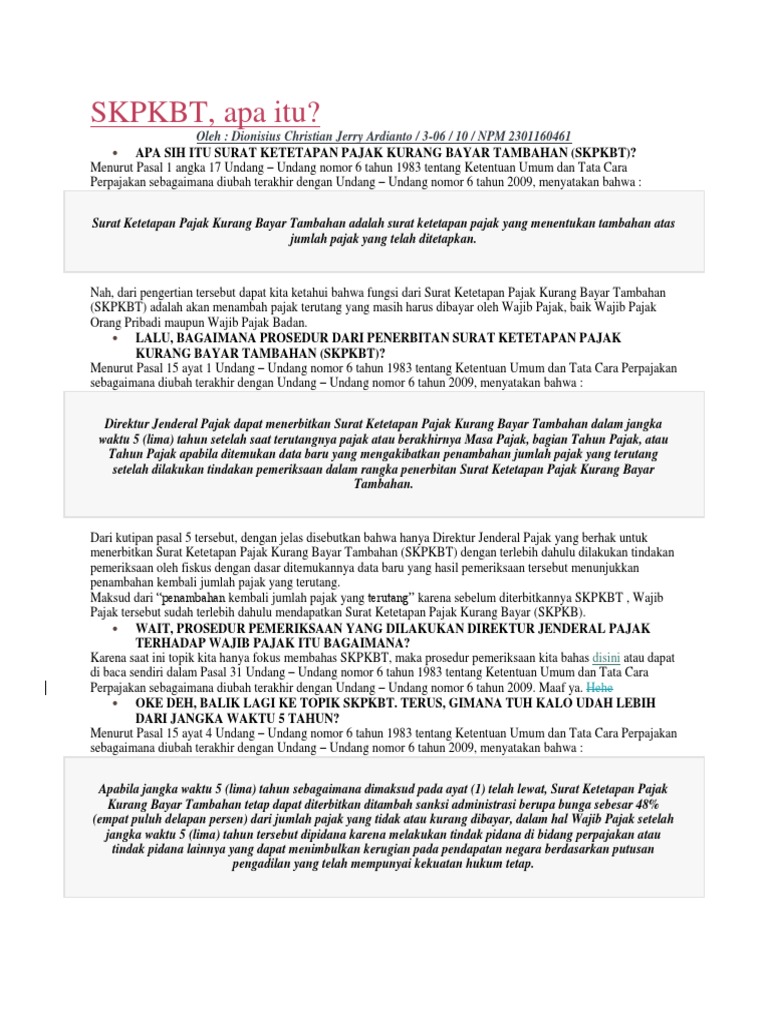 Pengertian dan Prosedur SKPKBT | PDF | Pengelolaan Keuangan & Uang