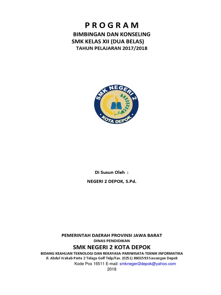 Contoh Program BK SMK Sesuai Pop BK Kelas 12 | PDF