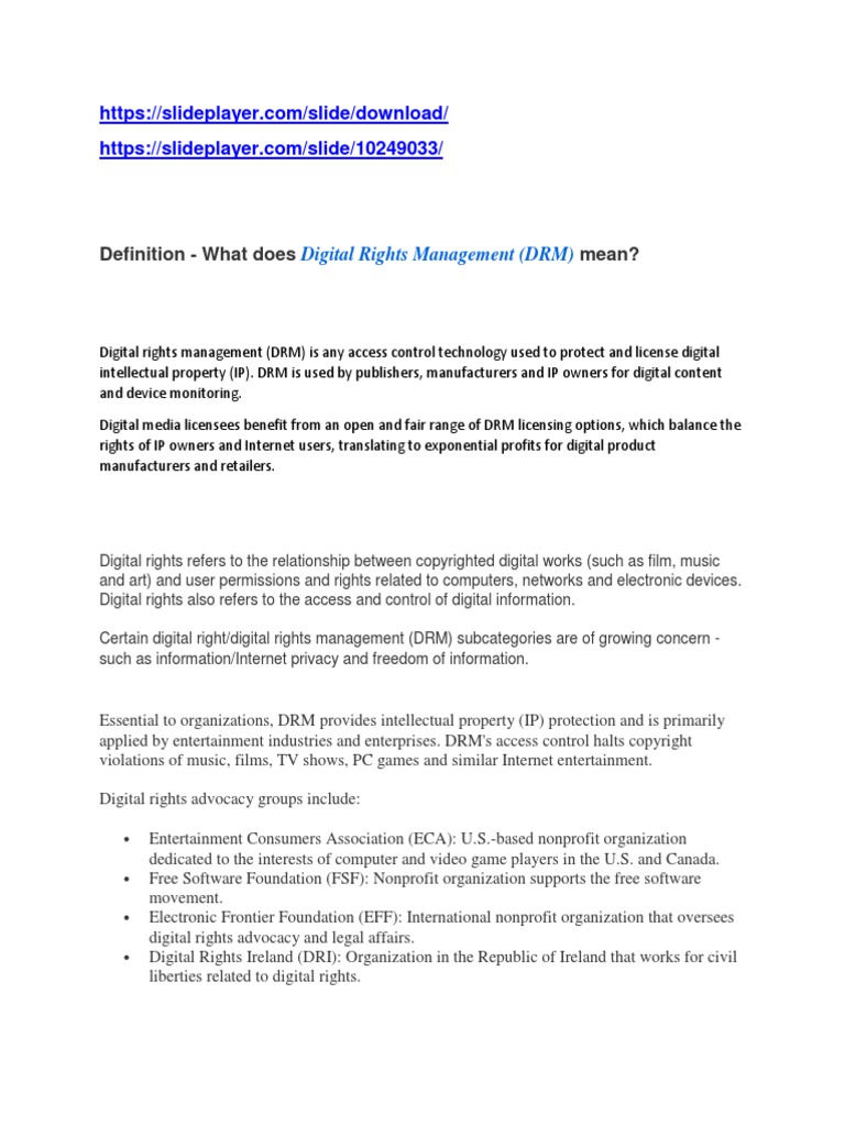 Definition - What Does Mean?: Digital Rights Management (DRM) | PDF ...