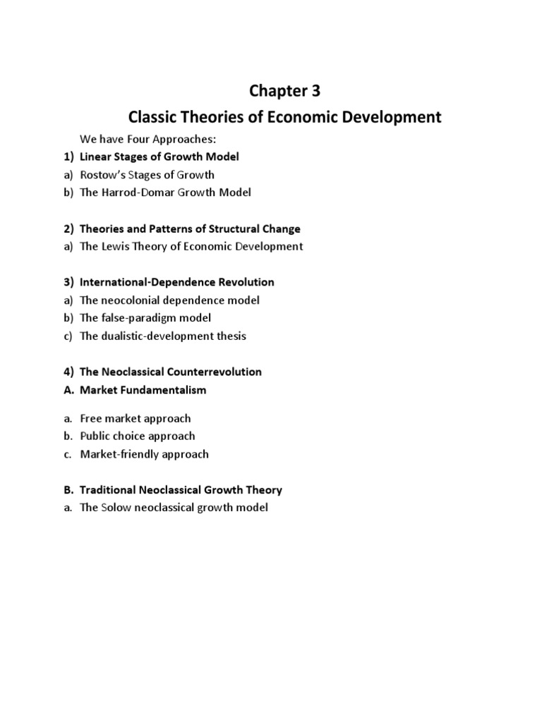 Classic Theories of Economic Development: 1) Linear Stages of Growth ...