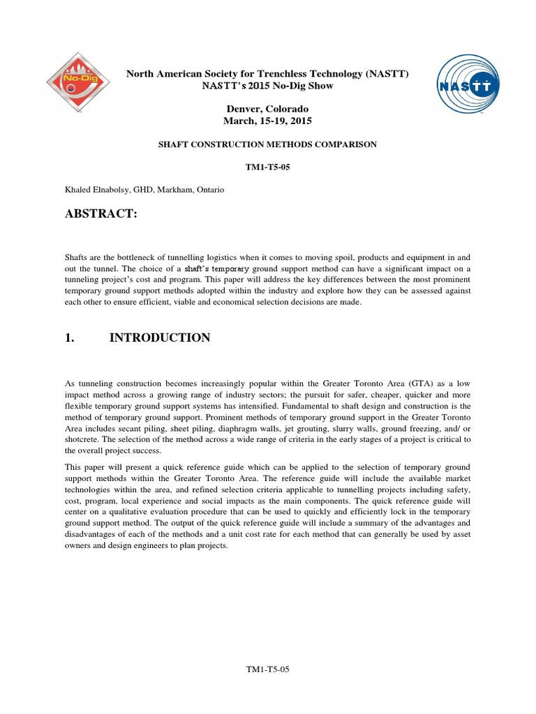 Shaft Construction Methods Comparison PDF | PDF | Deep Foundation | Geotechnical Engineering