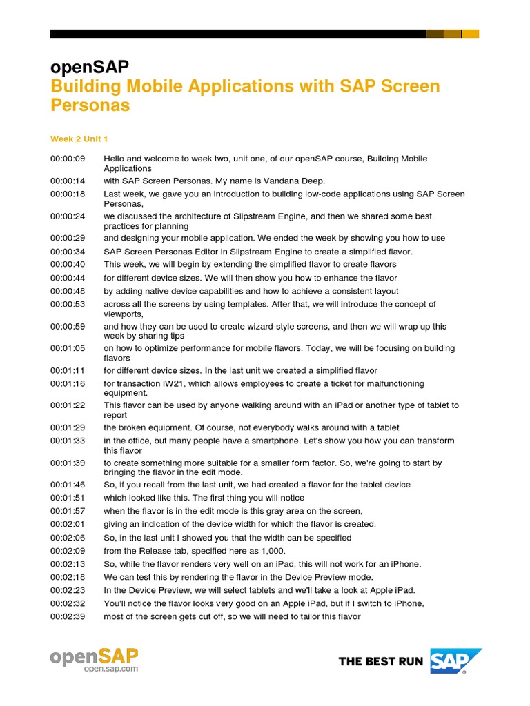 OpenSAP Sps4 Week 2 Transcript en | PDF | Image Scanner | Scripting Language