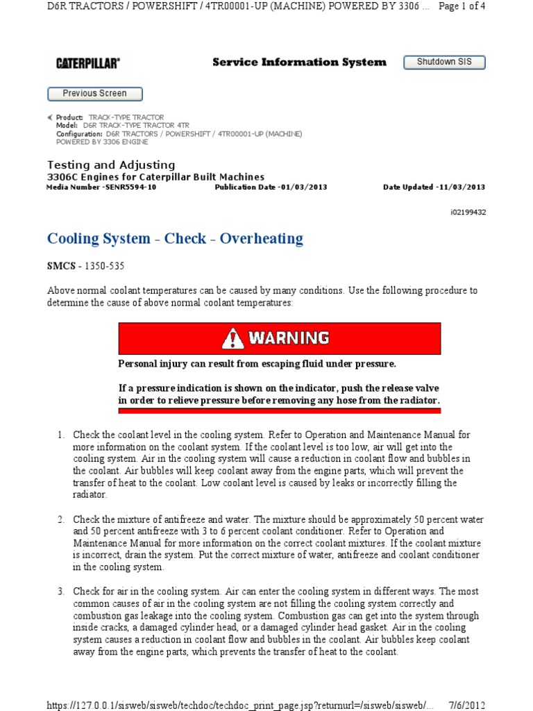 Cooling System - Check - Overheating: Testing and Adjusting | PDF ...