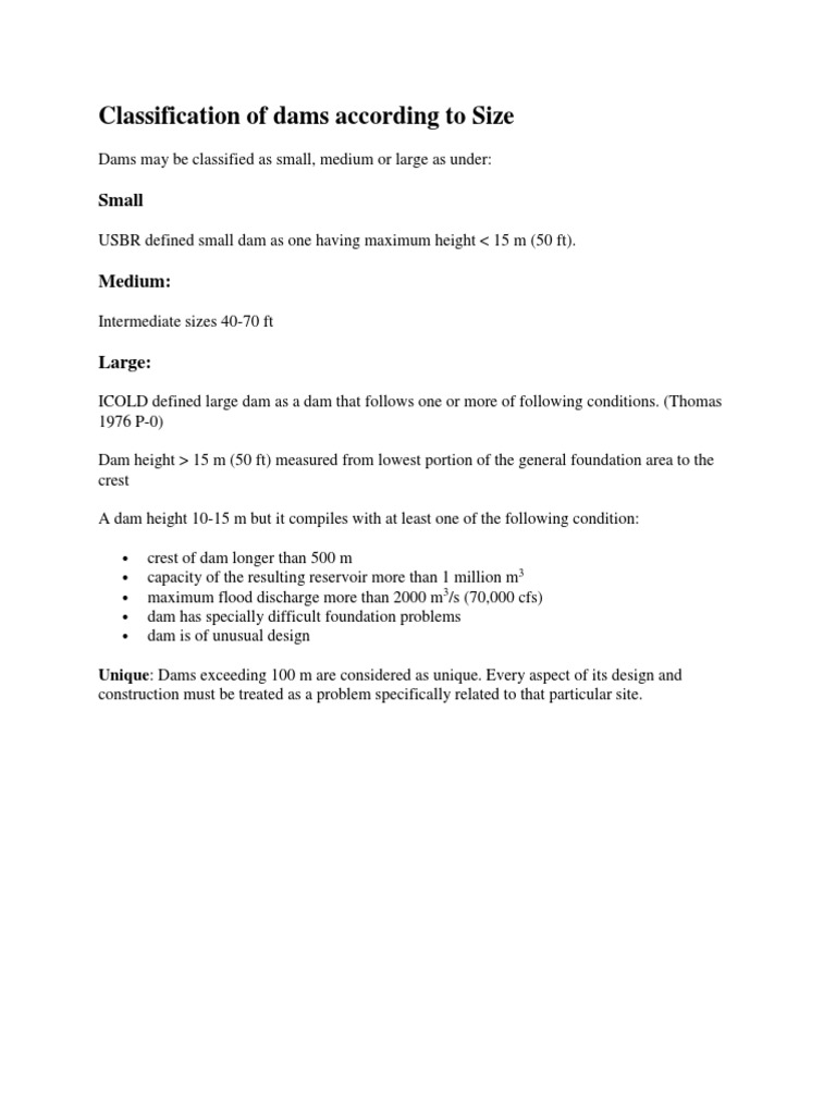 Classification of Dams | PDF | Dam | Flood