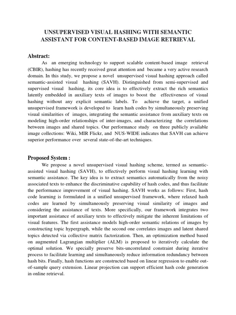 Unsupervised Visual Hashing With Semantic Assistant For Content-Based Image Retrieval | PDF ...