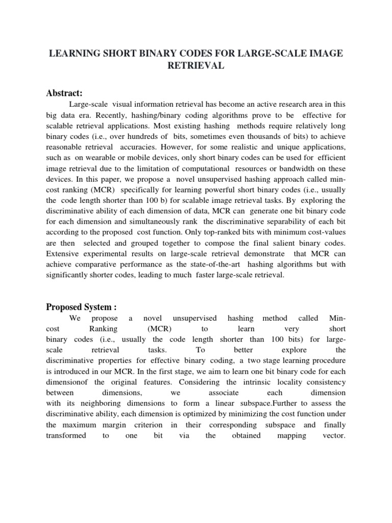 Learning Short Binary Codes For Large-Scale Image Retrieval: Abstract | PDF | Information ...