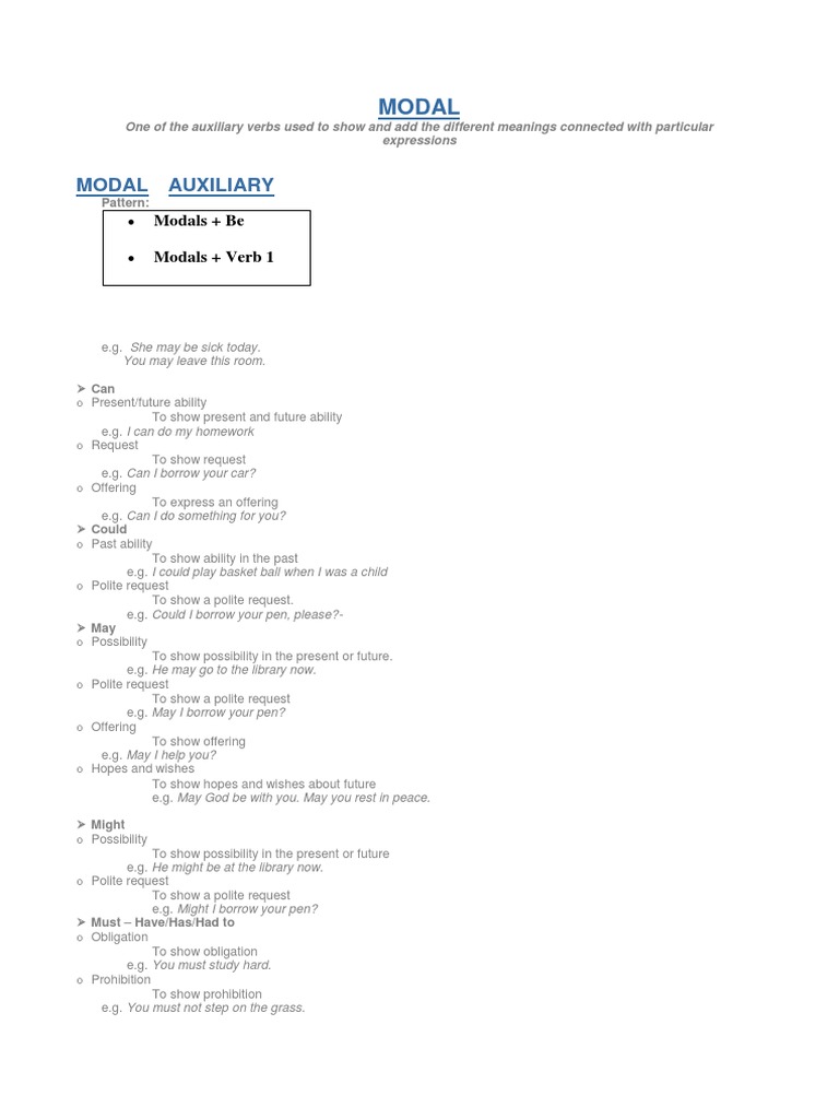 Latihan Soal Modal | PDF | Linguistic Morphology | Syntax
