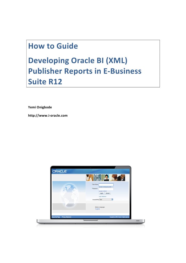 Developing Oracle Bi Xml Publisher Reports In E Business Suite R12