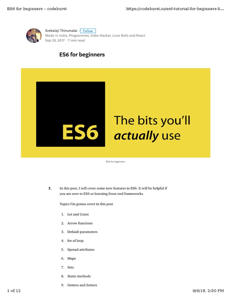 ES6 For Beginners: Follow | PDF | Parameter (Computer Programming) | Variable (Computer Science)