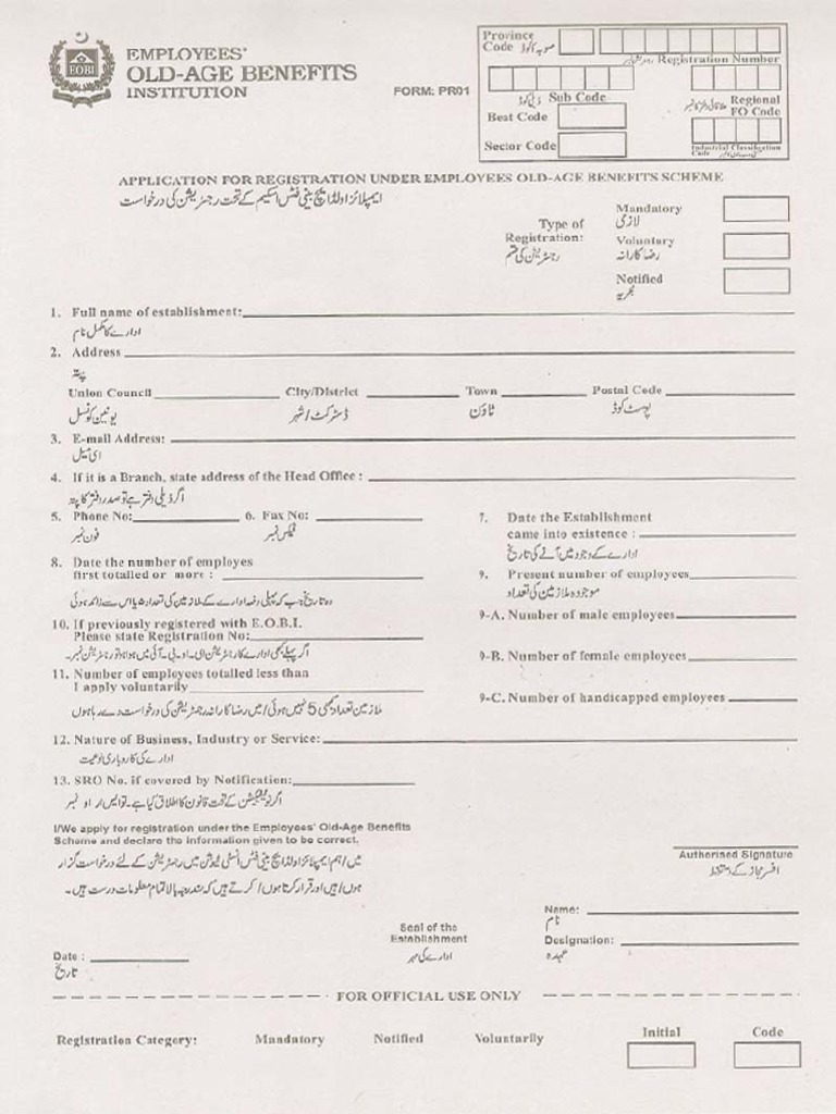 PR 01 Form PDF | PDF