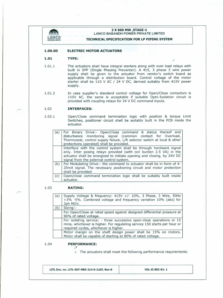 Electric Motor Actuator - Lanco | PDF | Relay | Switch
