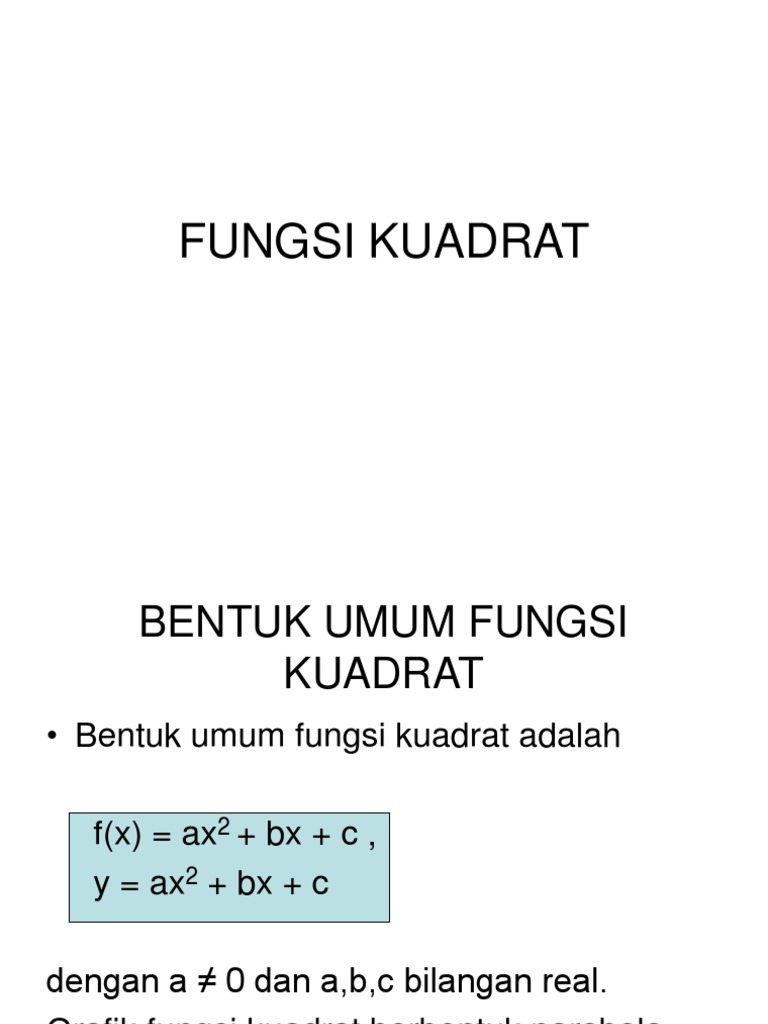 Bentuk Umum dan Grafik Fungsi Kuadrat | PDF | Metode & Bahan Ajar