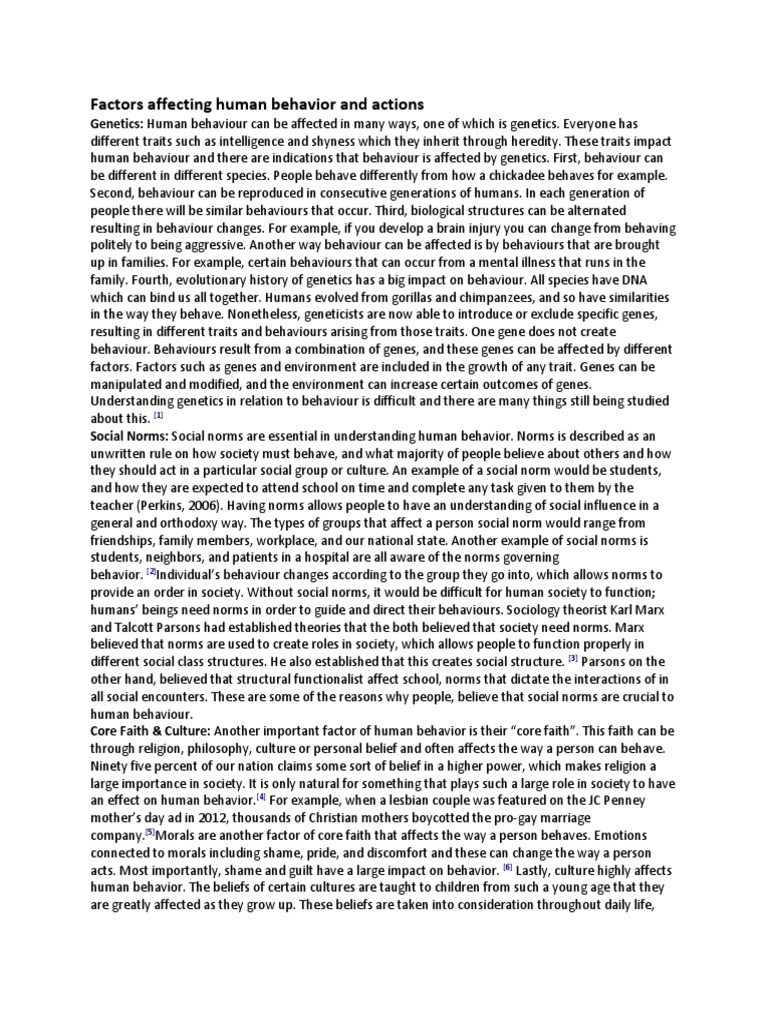 Factors Affecting Human Behavior and Actions | PDF | Human Behavior ...