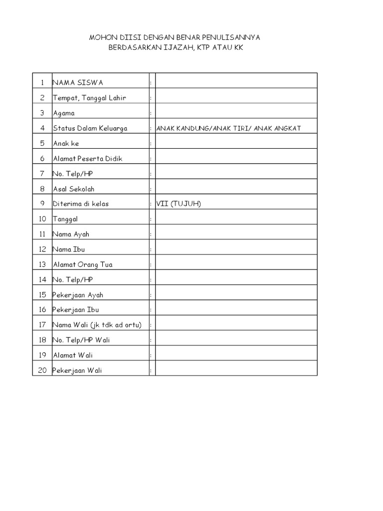 Biodata Rapot k13 | PDF