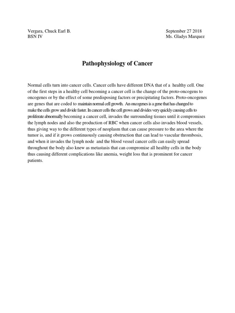Pathophysiology of Cancer | PDF | Social Science | Wellness