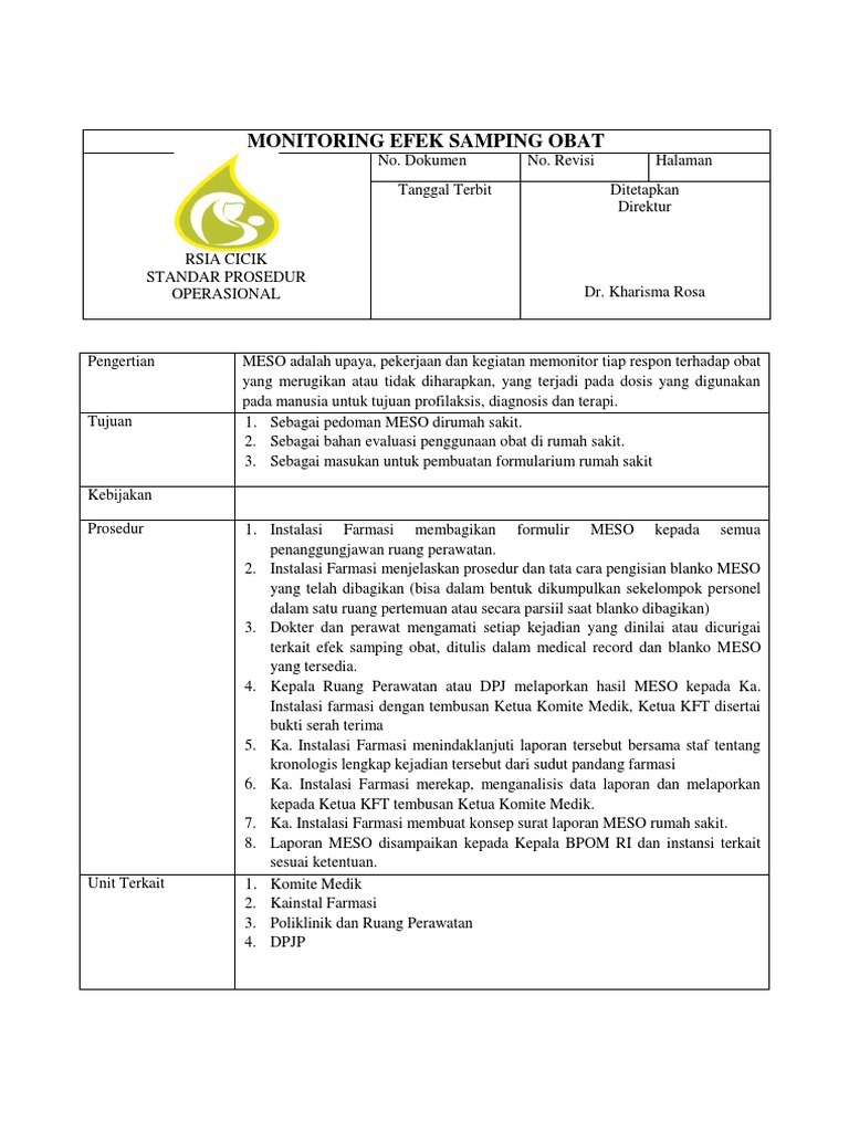 SOP Monitoring Efek Samping Obat | PDF | Pengembangan Diri | Sains ...