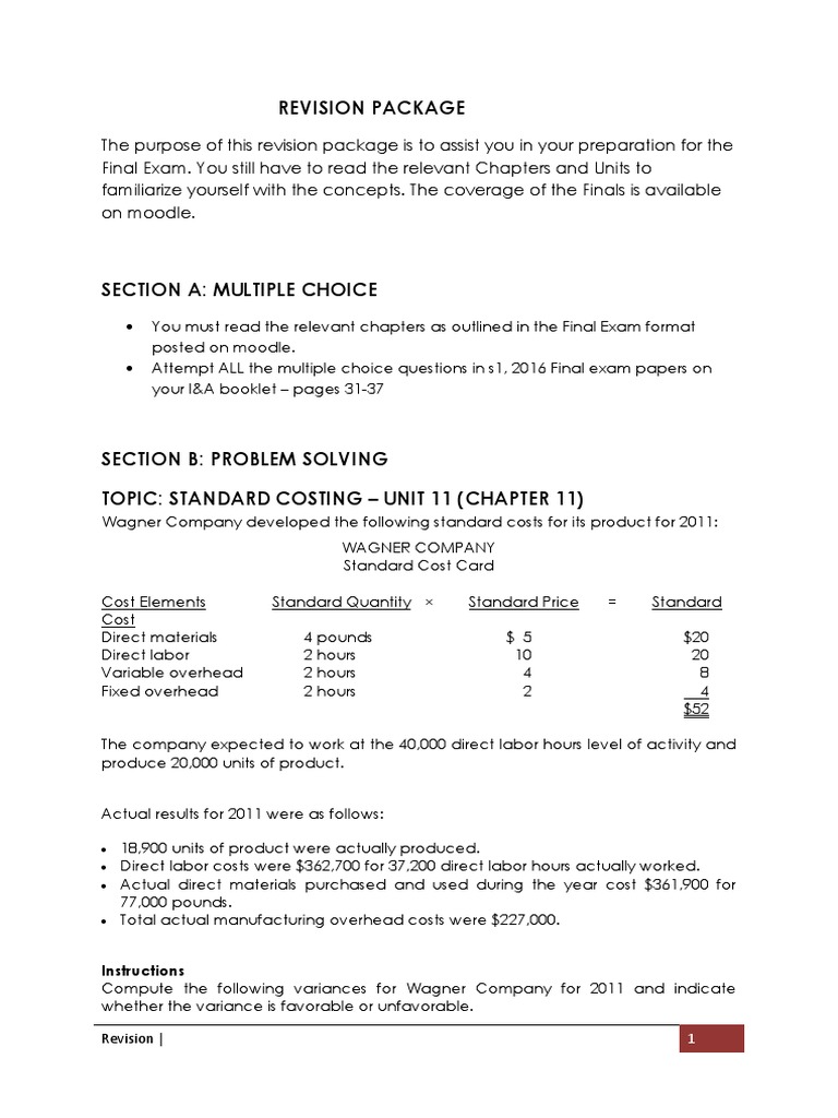 AF102 Revision Package - Student Pack | PDF | Cost Of Goods Sold ...