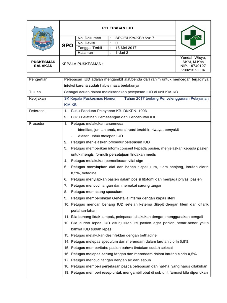 SPO Pelepasan IUD | PDF