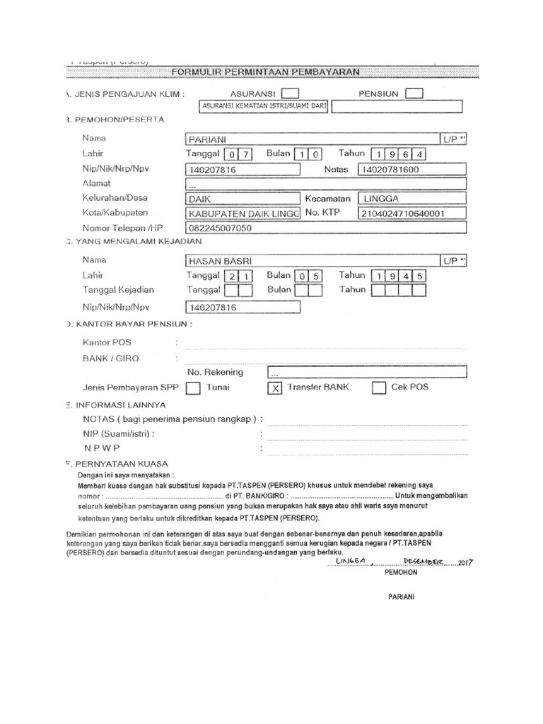 Formulir Permintaan Pembayaran | PDF