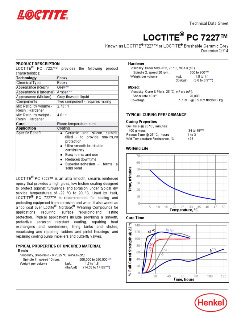 Loctite PC 7227™: Technical Data Sheet | PDF | Epoxy | Viscosity