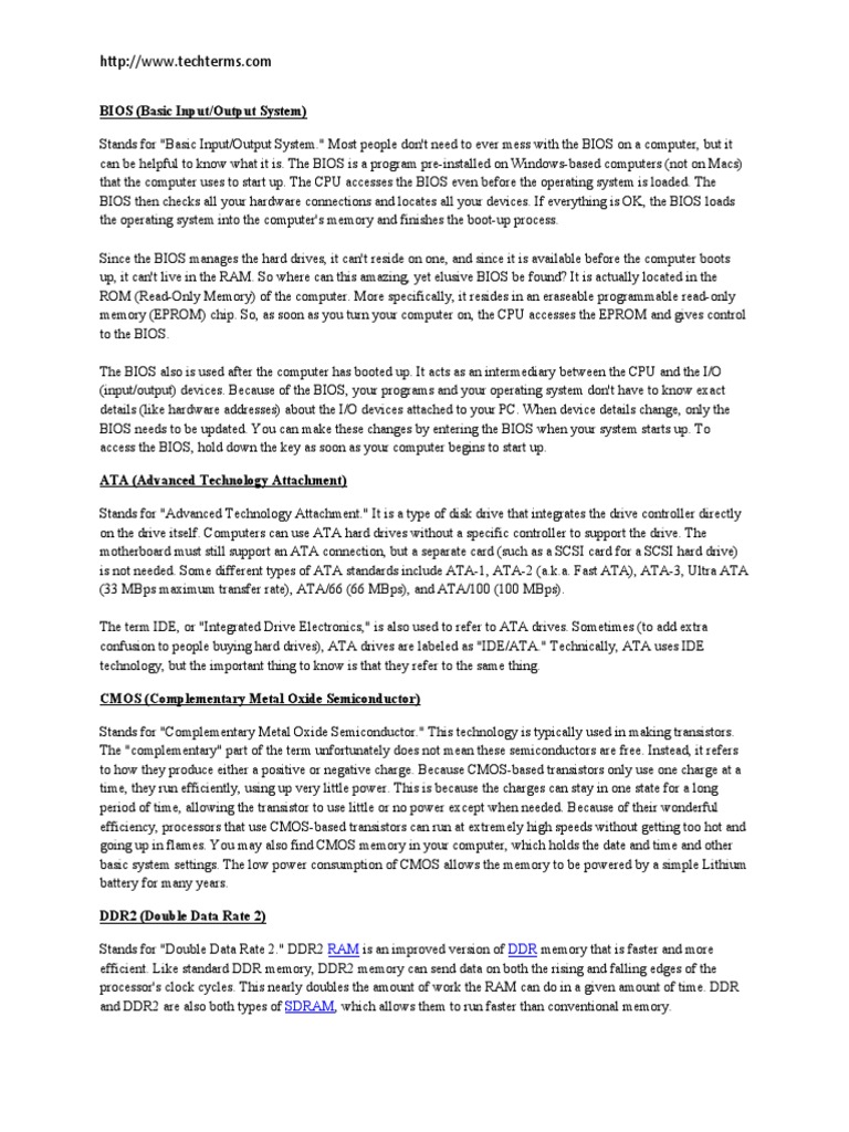 An Introduction to Key Computer Hardware Components and Technologies | PDF | Bios | Random ...