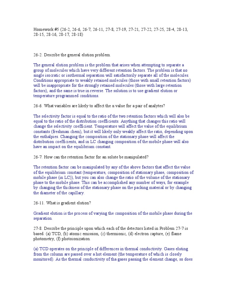 Chromatography Homework Guide | PDF | High Performance Liquid ...