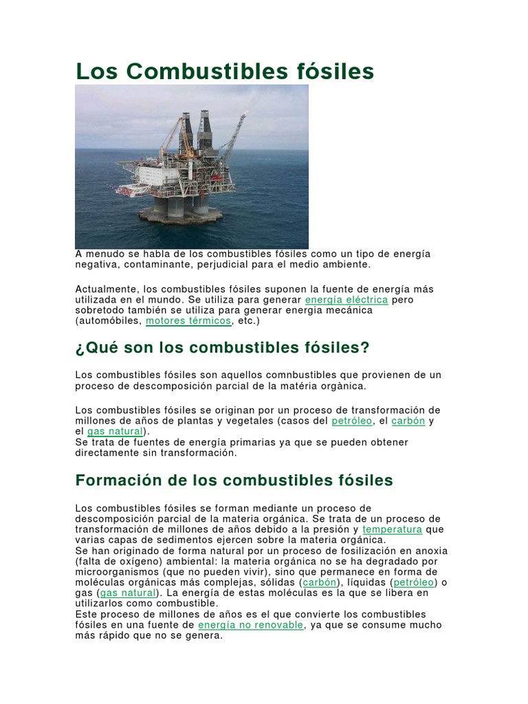 Combustibles fósiles: petróleo, carbón y gas natural | PDF ...